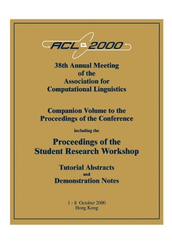 ACL Proceedings 2000 Conf: ACL: 9781558607309: Amazon.com: Books