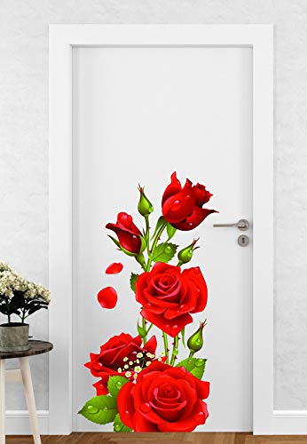 DivineDesigns™ Red Roses Door Sticker | Sticker for Living Room ...