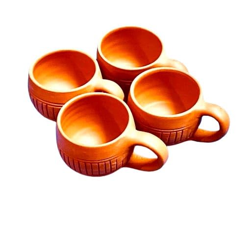 Terracotta Clay Tea Cup Set of 4 : Amazon.in: Home & Kitchen
