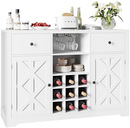 FirFurd White Sideboard, 120cm Kitchen Cabinet, Kitchen Sideboard ...