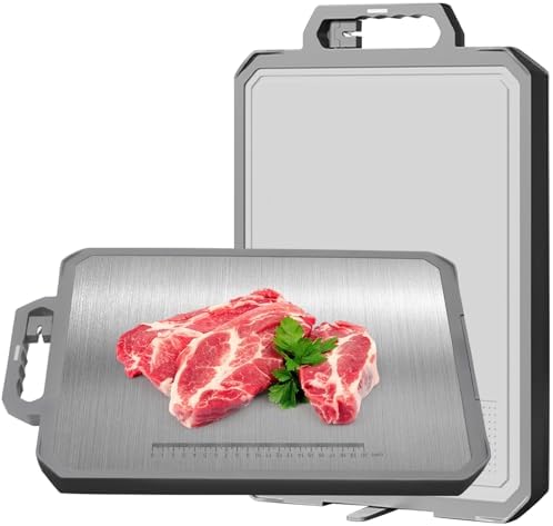 Chopping Board Double Sided, 304 Stainless Steel Chop Board with Knife ...
