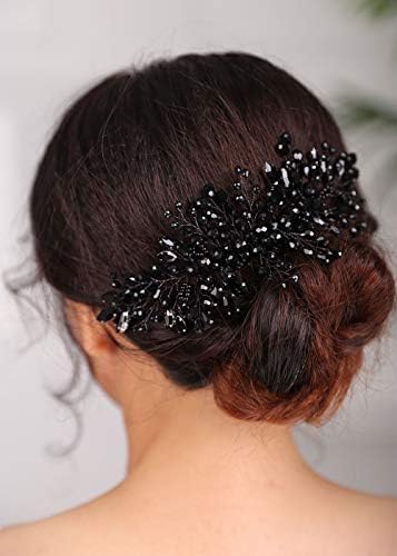 Amazon.com : Teyglen Bridal Black Crystal Rhinestones Shiny Hair Comb ...