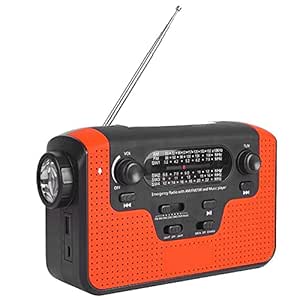 Red Emergency Radio with Solar Portable Hand Crank Multiband AM/FM/SW ...