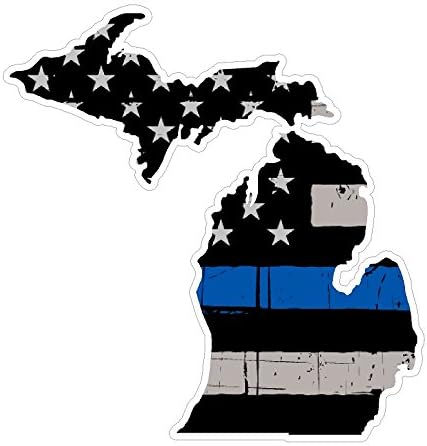 Amazon.com: Michigan State (V23) Thin Blue Line Vinyl Decal Sticker Car ...