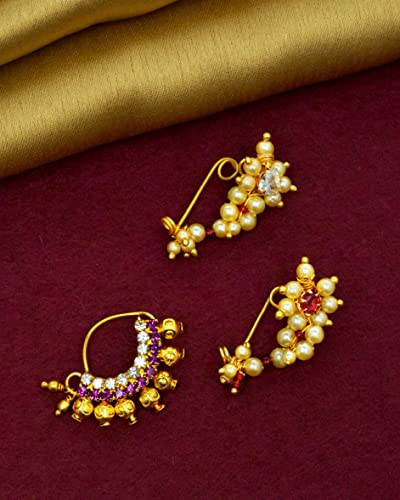 Medium Size Traditional Maharashtrian Banu Nath Nose ring without ...