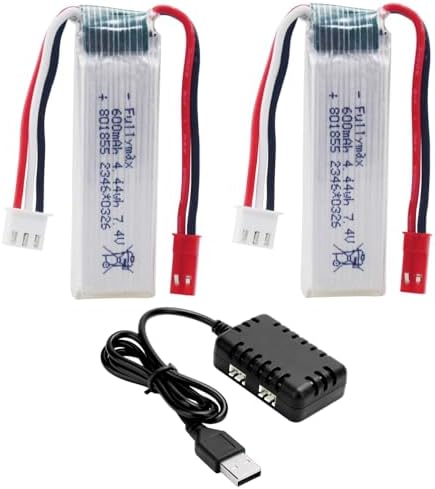 Amazon.com: sea jump 2PCS 2S 7.4V 600mAh Li-ion Battery with 2in1 Charger Suitable for XK A280 ...