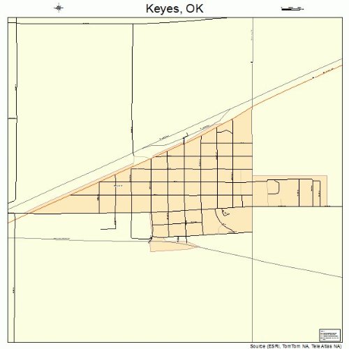 Amazon.com: Large Street & Road Map of Keyes, Oklahoma OK - Printed ...