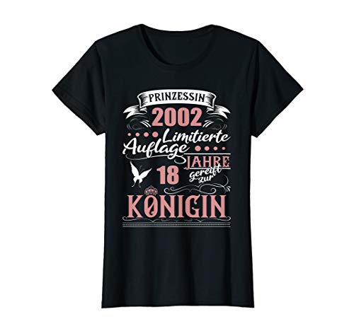 Damen Geschenk zum 18 Geburtstag Mädchen Jahrgang 2002 18 Jahre T-Shirt ...
