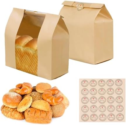 25 Packs Paper Bread Bags for Homemade Bread, Sourdough Bread Kraft ...
