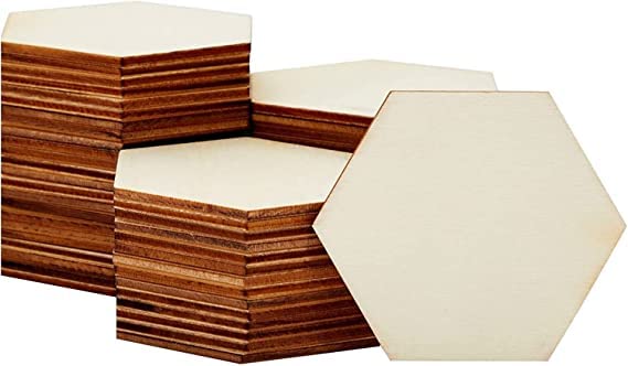 Hexagon Pine MDF Boards for Art and Craft -3 Inch, 2.5mm Thick Pack of ...