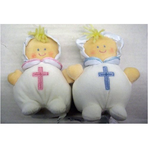 Amazon.com: Baptism Baby Rattle (Blue or Pink Cross) : Toys & Games