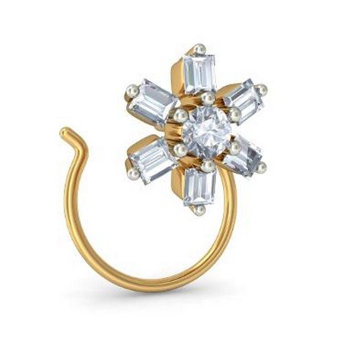 Buy BlueStone 14K Yellow Gold and Diamond Nose Pin at Amazon.in