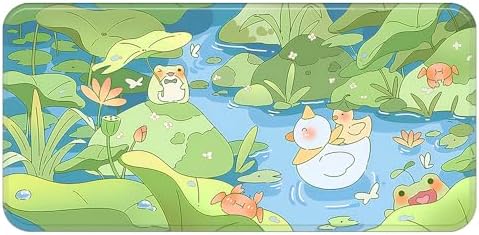 Amazon.com : PERFECTSIGHT Cute Frog Desk Mat Kawaii Green Plant Floral ...