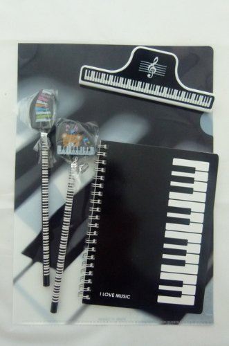 Music Themed Stationery Black And White Piano Keys Design A4 ...
