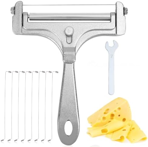 Gosknor Stainless Steel Wire Cheese Slicer, Handheld Cheese Cutter with 8 Replacement Wires ...