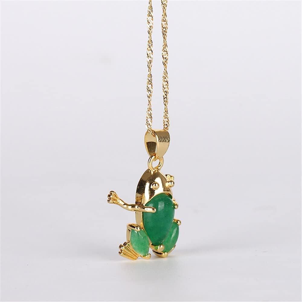 Cadenas de collar con colgante de rana de jadeíta de jade verde manzana ...