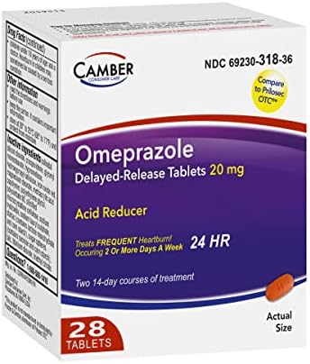 Amazon.com: Ohm Omeprazole Tablets, Delayed-Release Tablets, 20mg Acid ...