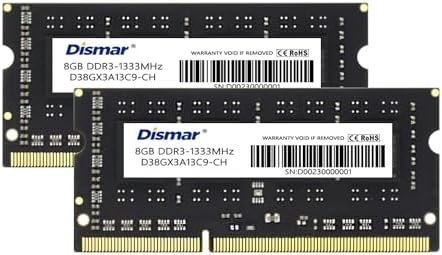 DDR3 Ram 16GB Kit(2x8G) 1333MHz PC3-10600 CL9 1.5V Dismar Notebook ...