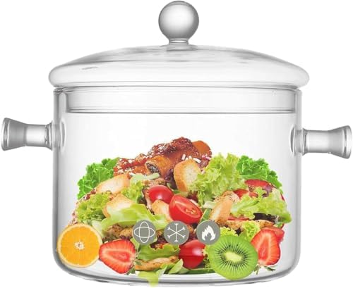 Amazon.com: Glass Cooking Pot with Lid - 1.6L(54oz) Heat Resistant ...