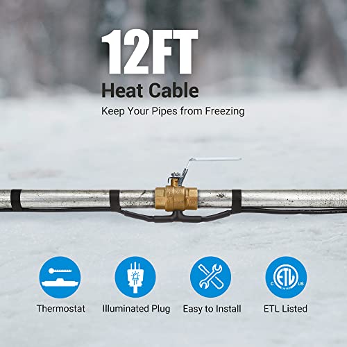 Snapklik.com : DEWENWILS 12FT Heat Cable For Pipe Freeze Protection ...