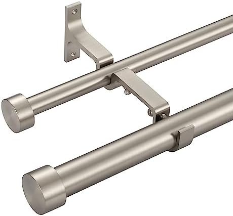 Amazon.com: Mayrhyme Double Curtain Rods for Windows 72-144 Inches, 1 ...