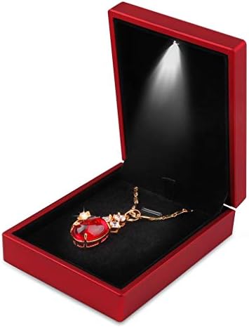 Amazon.com: LED Light Pendant Necklace Gift Box, Velvet Jewelry Storage ...