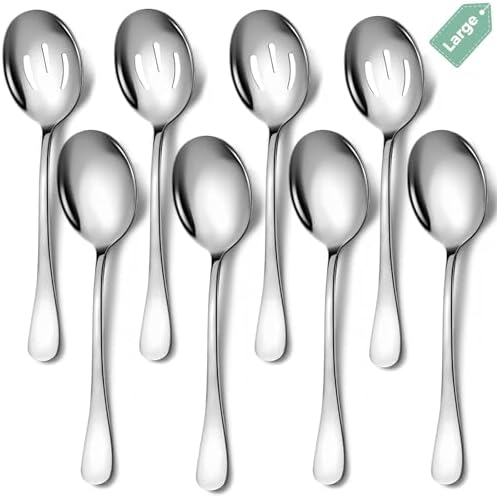 Amazon.com | Gold Serving Spoons 8 Pieces, ReaNea Stainless Steel ...
