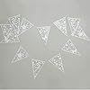 Amazon.com: Cheerland White Lace Pennant Banner Flags Floral Triangle ...