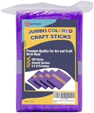 Amazon.com: Apremont 100 Pieces Purple Jumbo Colored Wooden 6 Inches ...