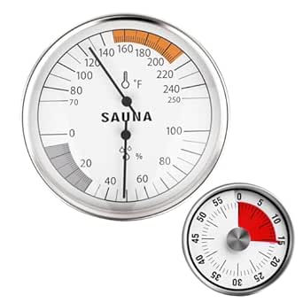 Amazon.com: 2-in-1 Sauna Thermometer & Hygrometer with Magnetic Timer, Accurate Fahrenheit ...