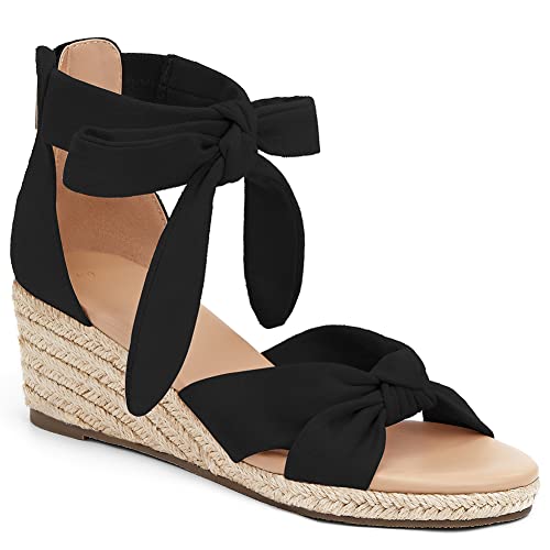 LAICIGO Womens Espadrilles Wedge Sandals Back Zipper Closure Open Toe ...