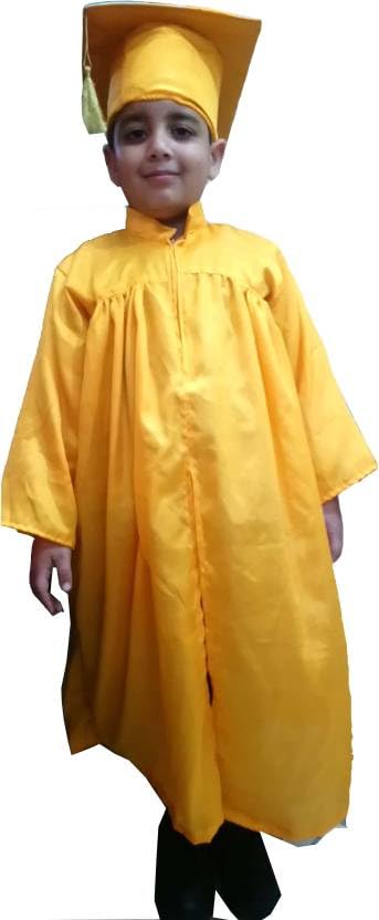 Yellow Convocation graduation dress with cap for kids : Amazon.in ...