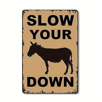 Vintage Slow Your Down Donkey Aluminium Metal Tin Sign 8x12 Inch Tin ...