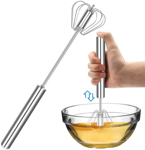 Egg Whisk,Stainless Steel Hand Push Whisk Egg Blender,Stainless Steel ...