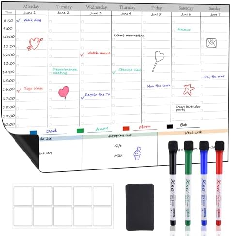 Navaris Magnetic Weekly Planner - Whiteboard Organiser with Magnetic ...