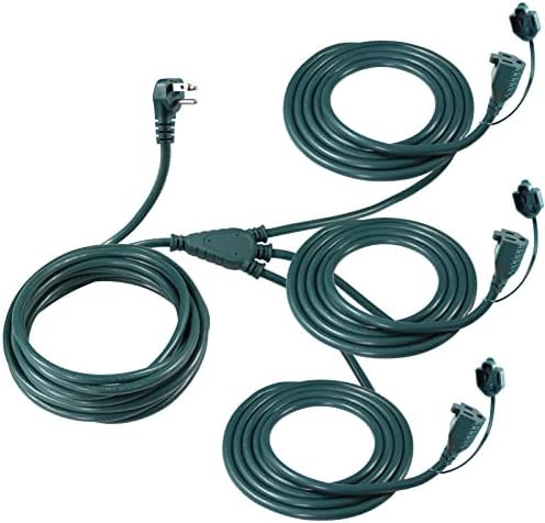 KUNCAN 3-Outlet Outdoor Power Cord Splitter - 90-Degree 3 Prong Flat ...
