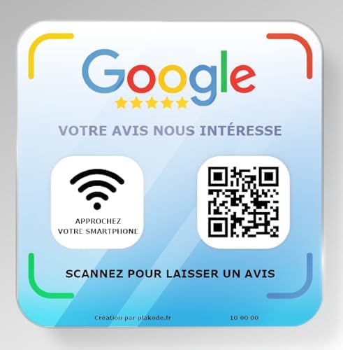 Plaque NFC et QR Code pour Avis Google - 12x12cm - Améliorez votre ...