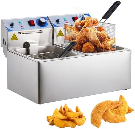Amazon.com: Commercial Electric Deep Fryer with 2 Basket, 20L Stainless ...