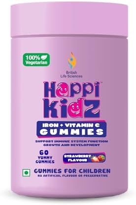 Happi Kidz Iron + Vitamin C Gummies For Kids-(60 Gummy Bears) -Supports ...