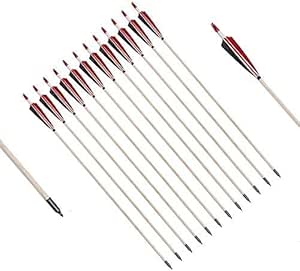 Amazon.com : PG1ARCHERY Archery Traditional Wooden Arrows 26-32INCH ...