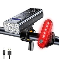3600 Lumens Bike Lights, 8* LED Bike Light, 9600 mAh USB-C Rechargeable Bicycle Headlight with 5 ...