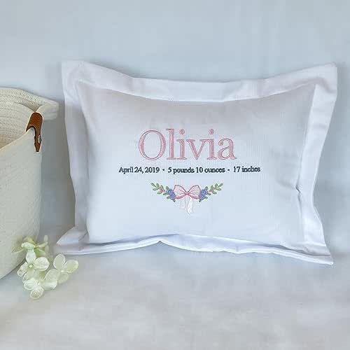 Amazon.com: Nursery Decorative Pillow, Hand Embroidered Baby Name ...