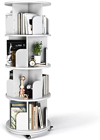 Amazon.com: HAPPCUCOE Bookcase 360° Rotating Bookshelf Floor Standing ...