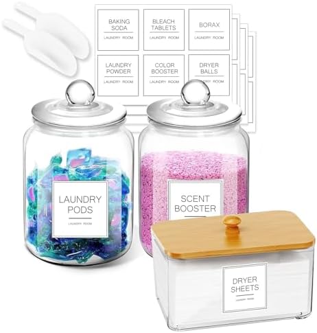 Amazon.com: Glass Jars for Laundry Room Organization - 2 Pack, 0.5 ...
