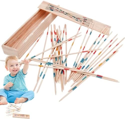Pick Up Sticks Game - 31 Pieces Wooden Colorful Sticks Balance Game ...