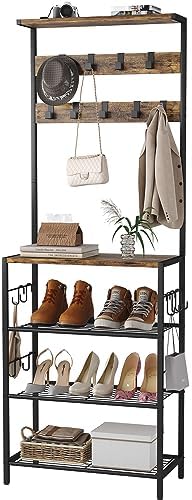 HOMEFORT 5-Tier Hall Tree with Shoe Storage,Coat and Shoe Rack Entryway ...