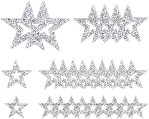Amazon.com: Abeillo 32Pcs 5 Sizes Iron on Glitter Star Rhinestone ...