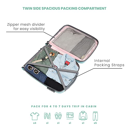 Buy Genie Diana Trolley Bag Small Size, 55 cms Spearmint Hard Side ...
