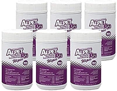 Amazon.com: Alpet D2 Surface Sanitizing Wipes, Pre-Moistened, 6 x 160ct ...
