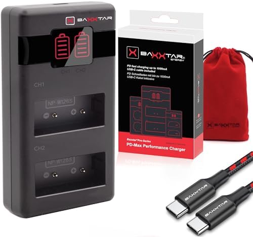 Baxxtar NP-W126s Premium PD Chargeur (1000mA) pour NP-W126 NPW126 Batterie Compatible avec Fuji ...